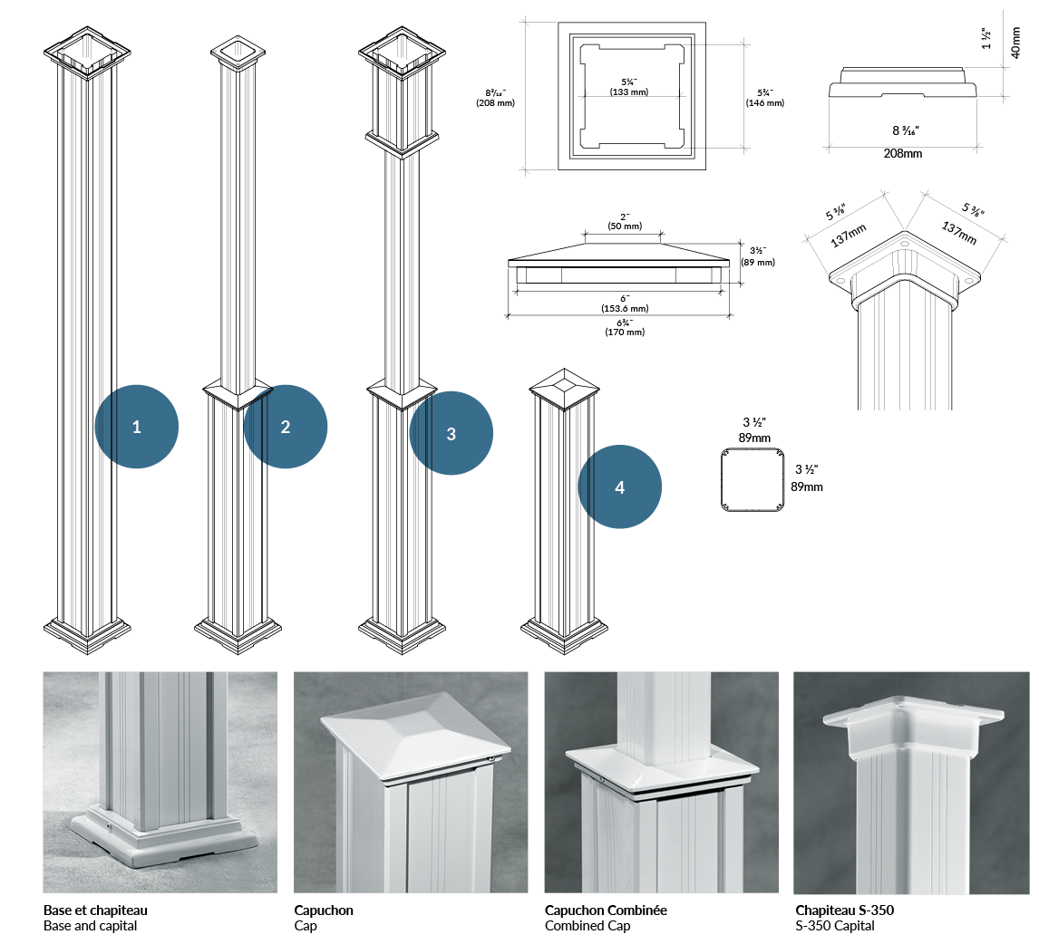 Colonnes en aluminium 8 à 12 pieds | Balcon & galerie