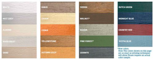 Charte des couleurs de revêtement Canexel - Arcan aluminium