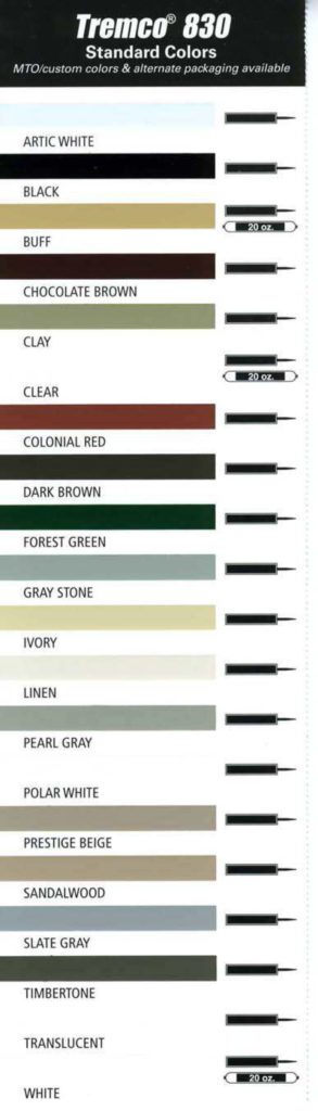 Charte des couleurs calfeutrages - Arcan Aluminium